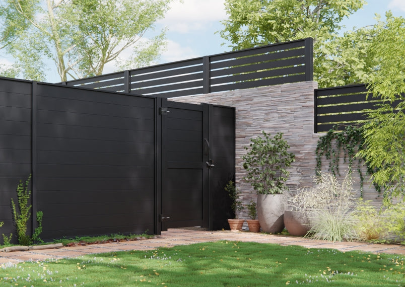 DuraPost SLEEK® Aluminium Privacy Gate, 1.76m x 0.9m | Black – Birkdale