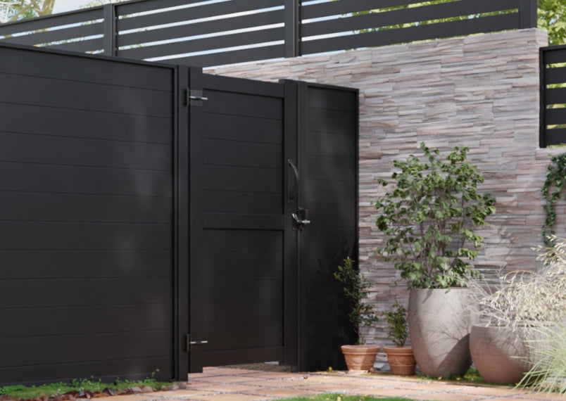 DuraPost SLEEK® Aluminium Privacy Gate, 1.76m x 0.9m | Black – Birkdale